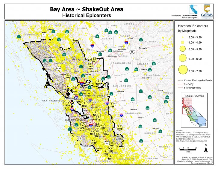 Bay Area Epicenters Map Picture Maps California Earthquake Risk Map ...