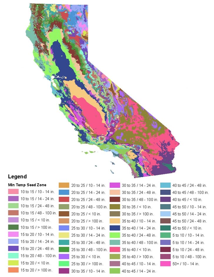 California Native Plant Provisional Seed Zones Plant Zone Map