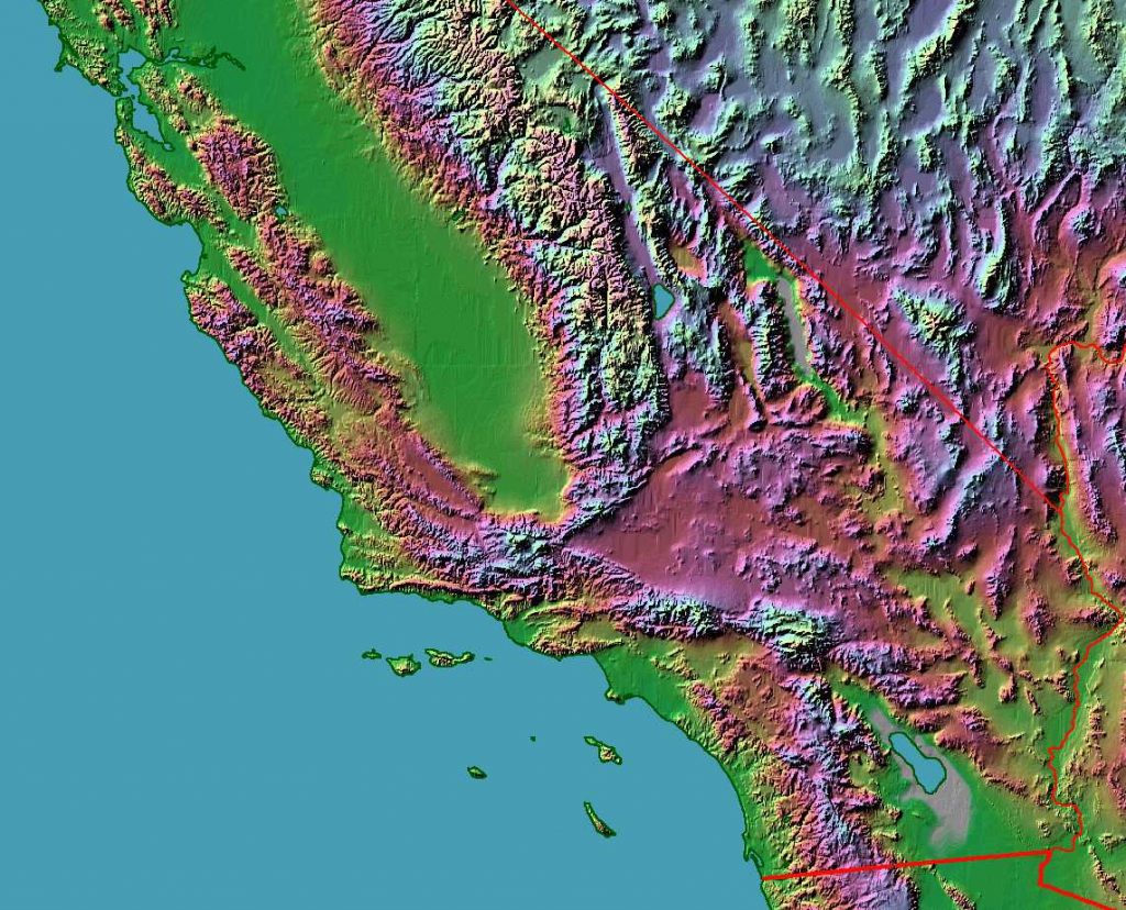 Satellite Image Of Southern California - Relief Map Of Southern ...